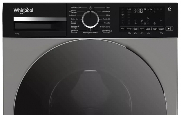 Machine a laver Whirlpool 6 sense 12KG Inox Noir - WFLG12143S | Algérie